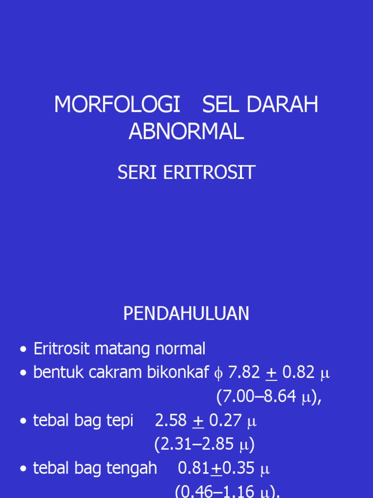 Morfologi Sel Darah Abnormal Eritrosit | PDF | Perjalanan
