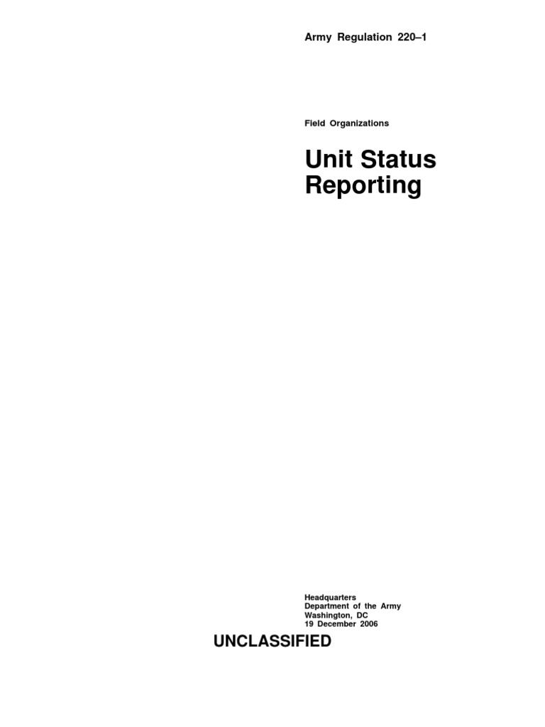 Army Regulation 220-1: Unit Status Reporting | PDF | United States Army ...