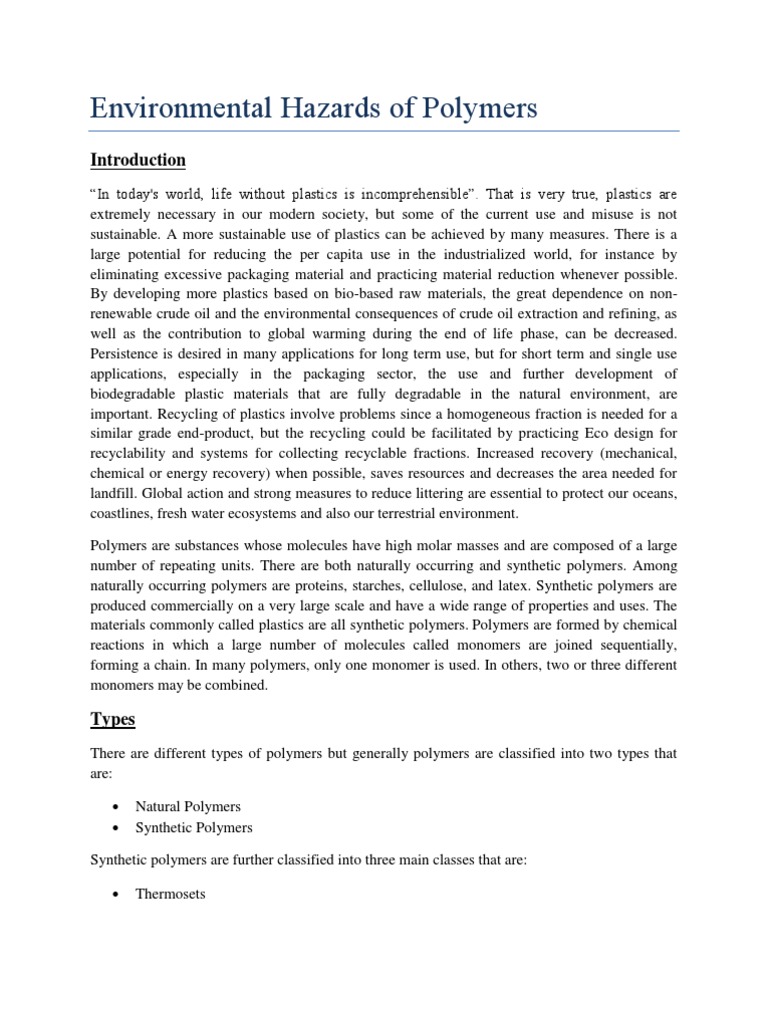 Hazards of Polymers | PDF | Plastic | Polystyrene