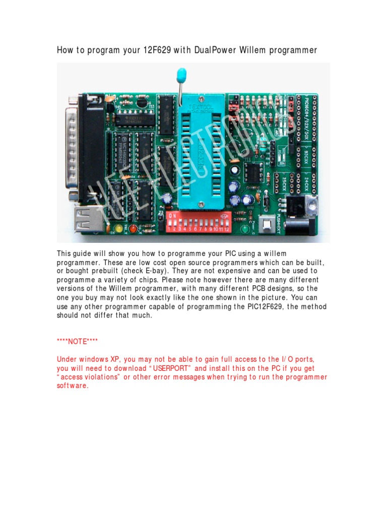 How to program PIC12F629 chip with DualPower Willem programmer | PDF ...