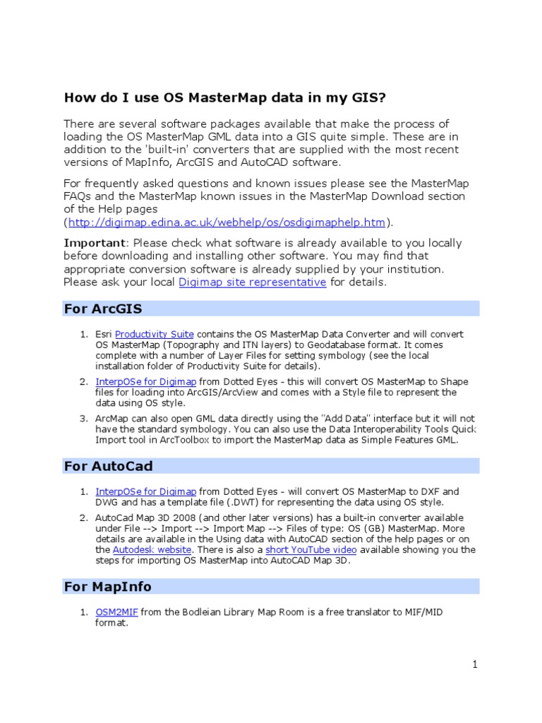 How To Get MasterMap Into GIS | PDF | Auto Cad | Arc Gis