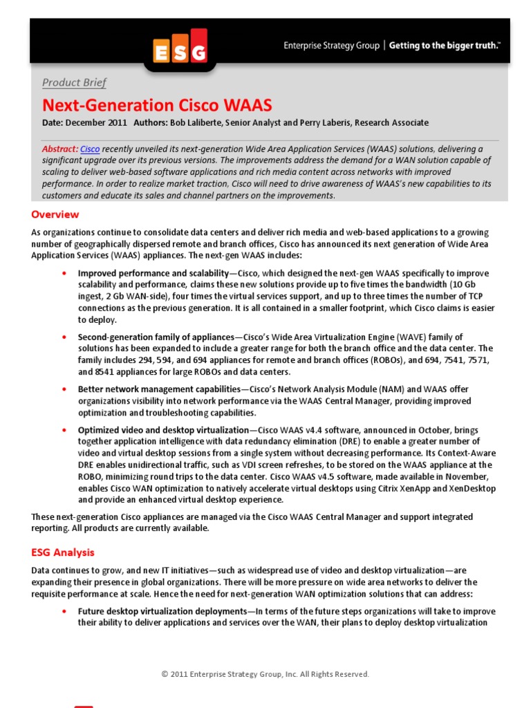 Next-Generation Cisco WAAS: Product Brief | PDF | Desktop ...
