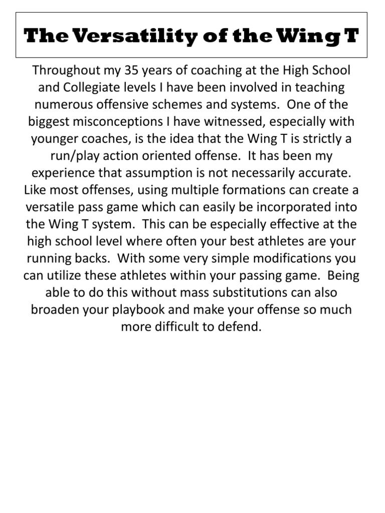 Enhancing Wing T Offense with Passing Strategies | PDF | American ...