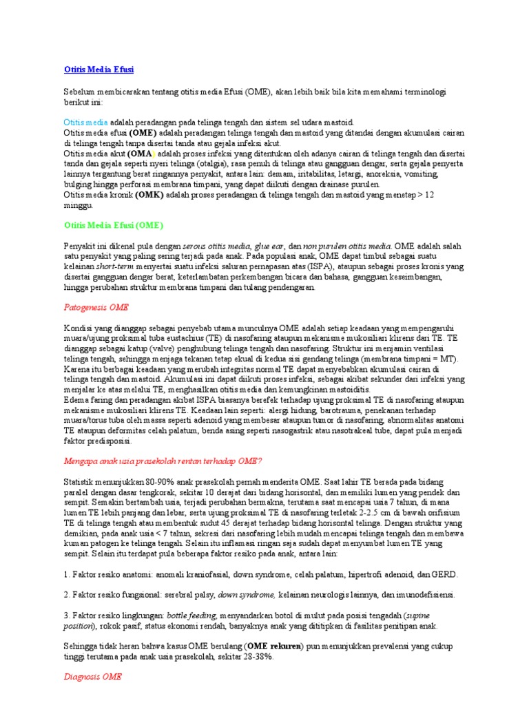 Otitis Media Efusi PDF | PDF