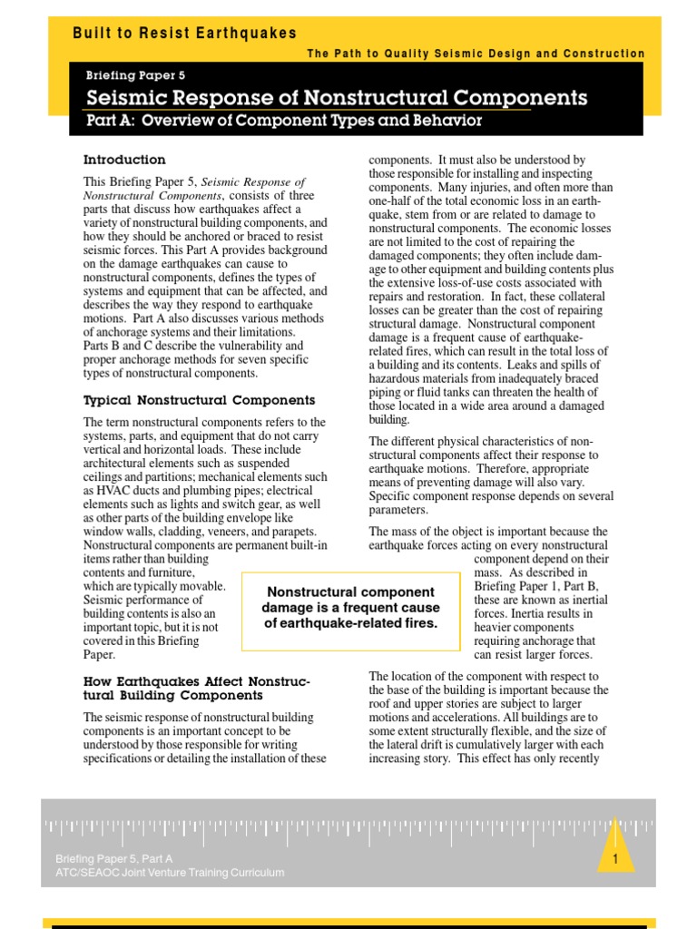 Seismic Response of Nonstructural Components: Part A: Overview of ...