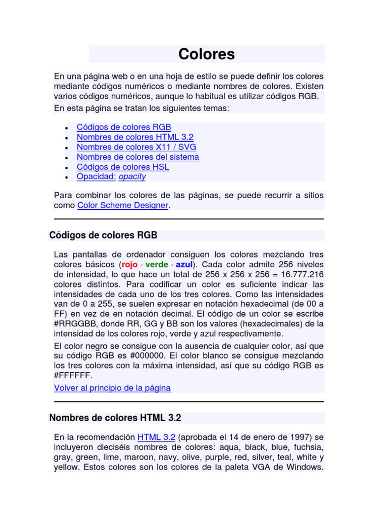 Colores de Css Codigos | PDF | Color | Ventana (informática)