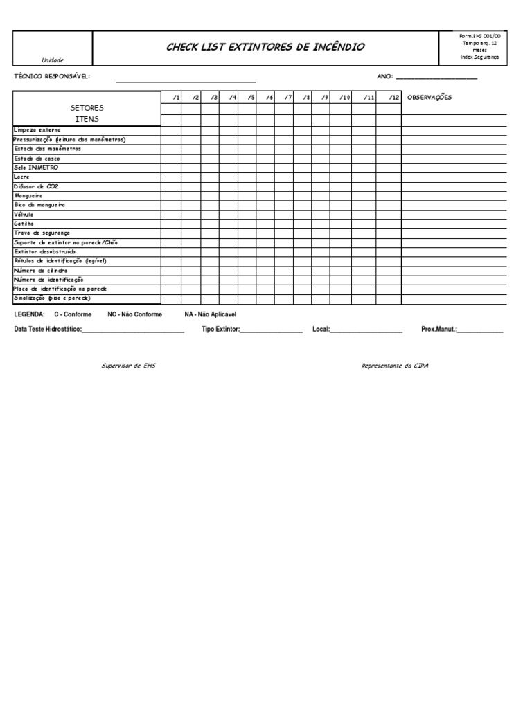 Check List Extintores de Incendio 2