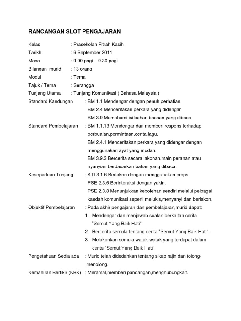 Rancangan Slot Pengajaran | PDF