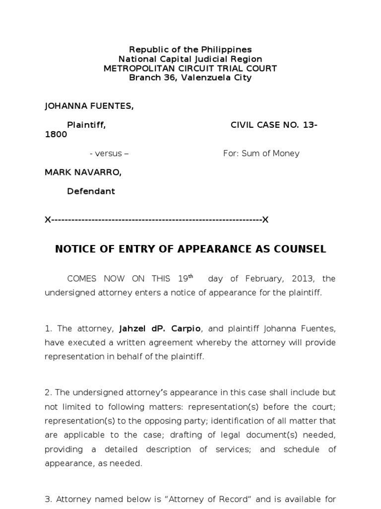 Attorney Appearance Notice | PDF