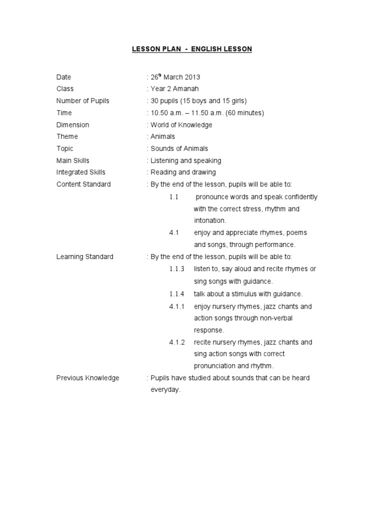 RPH (Lesson Plan) | PDF | Rhyme | Lesson Plan