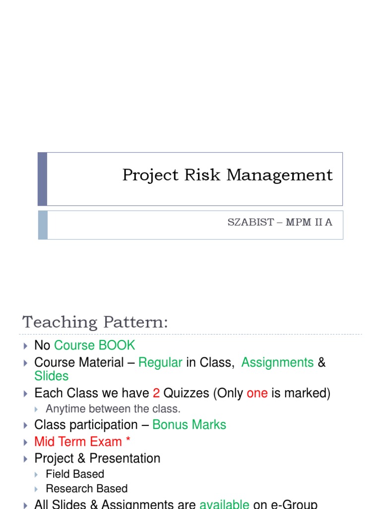 Session 1 - Project Risk Management | PDF | Risk Management | Risk