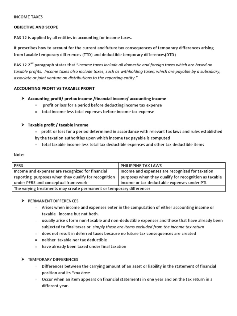 Income Taxes Notes | PDF | Deferred Tax | Tax Expense
