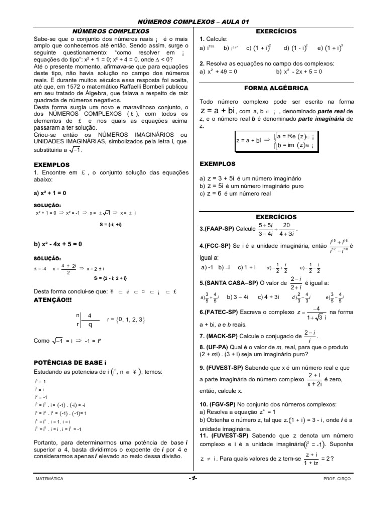 Numeros Complexos | PDF