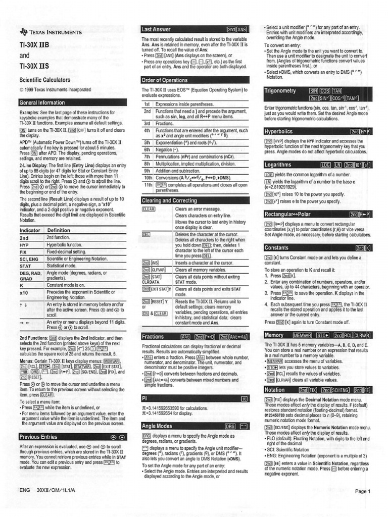 TI-35X Calculator Instructions PDF | PDF | Logarithm | Exponentiation