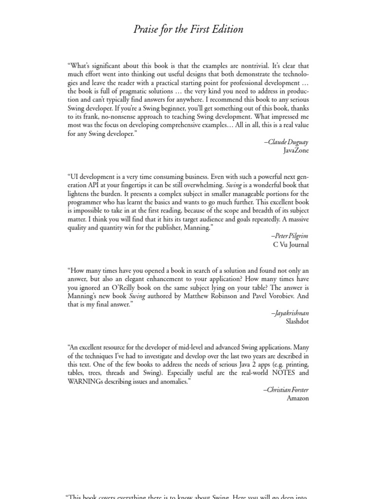 Manning - JAVA Swing 2nd - Edition (2004) | PDF | Model–View–Controller | Graphical User Interfaces