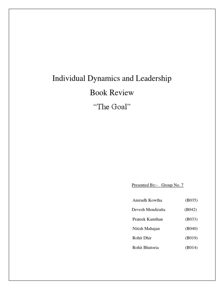 IDL Book Review The GOAL | PDF | Goal | Self Efficacy