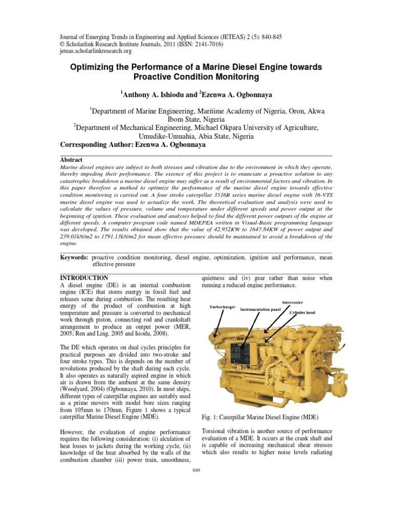 Optimizing The Performance of A Marine Diesel Engine Towards Proactive ...