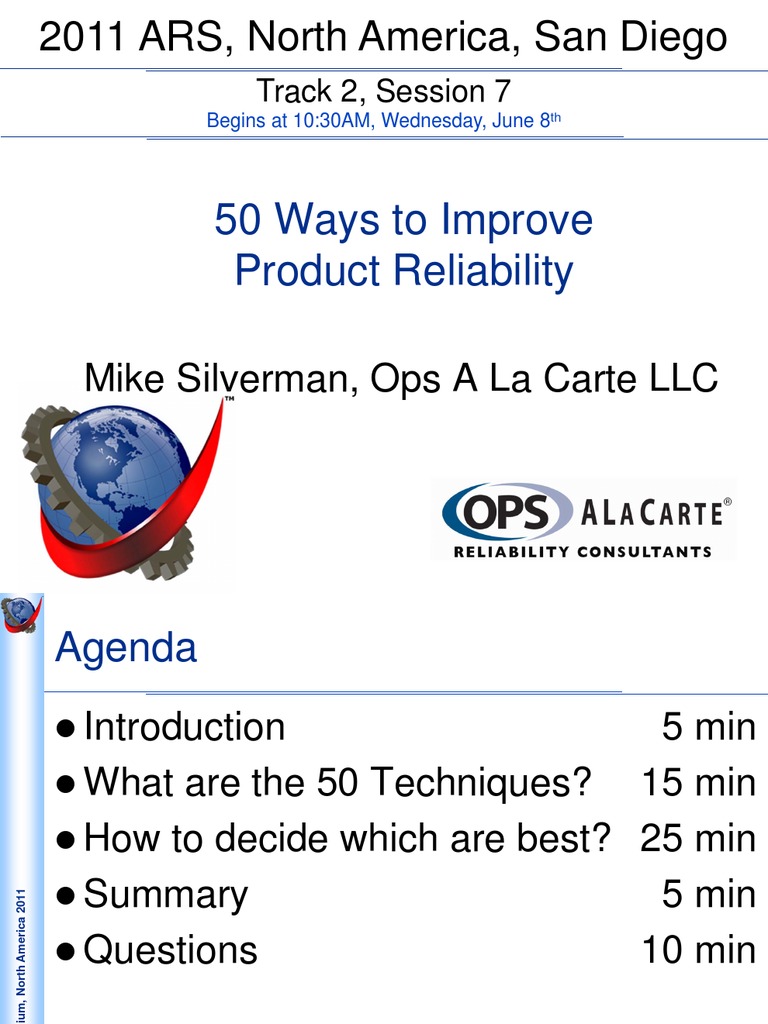 50 Ways To Improve Product Reliability - ARS Presentation 2011 | PDF ...