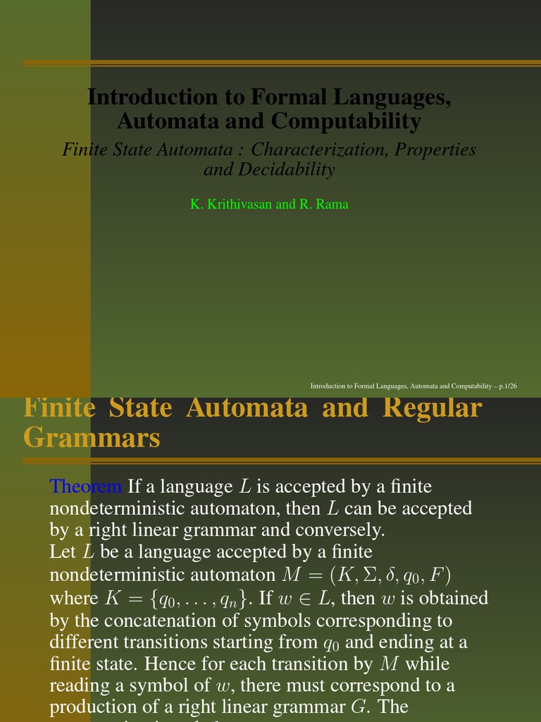 Introduction To Formal Languages, Automata and Computability | PDF | Automata Theory | Applied ...