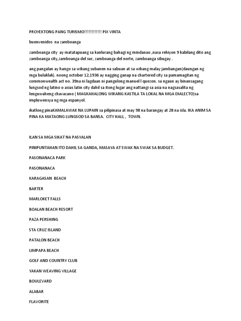 Proyektong Pang Turismo | PDF