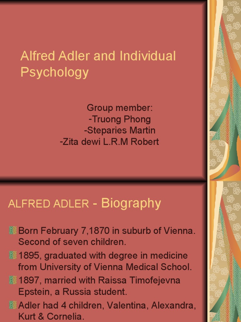 Alfred Adler and Individual Psychology - PP | PDF | Mental Health ...