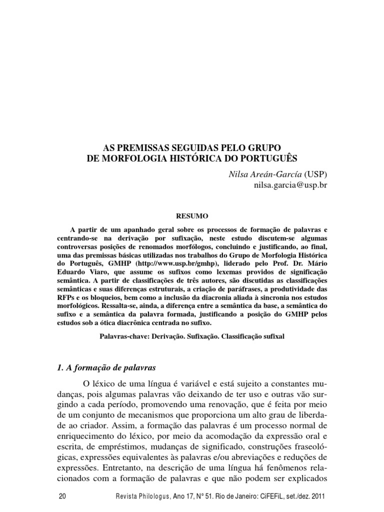 Derivação, Sufixação, Classificação Sufixal | PDF | Palavra | Gramática