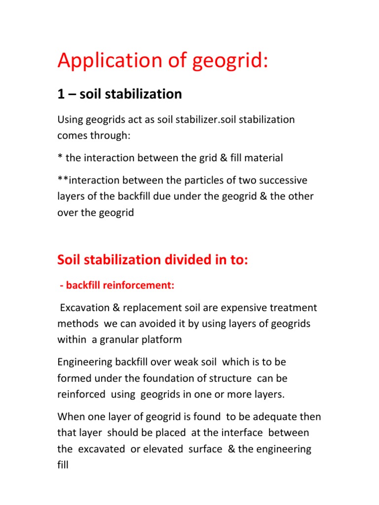 Application of Geogrid | PDF | Drainage | Soil