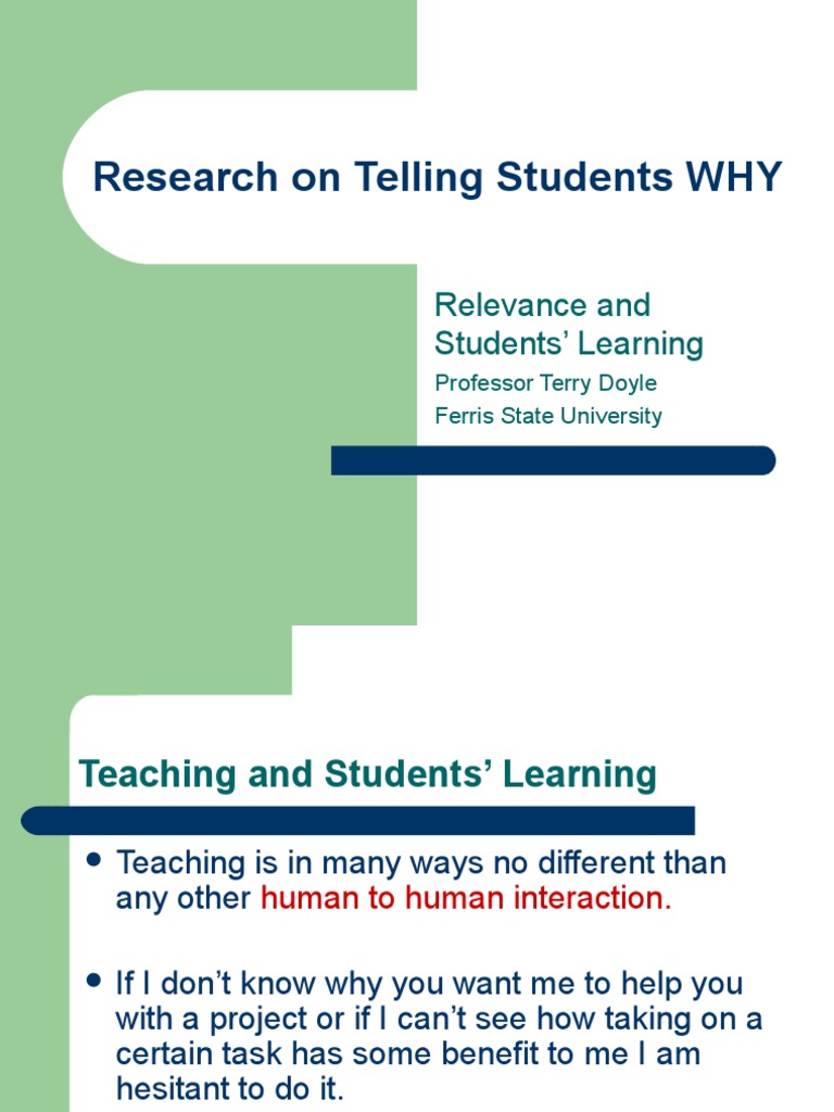 Research On Telling Students WHY | PDF | Motivation | Motivational