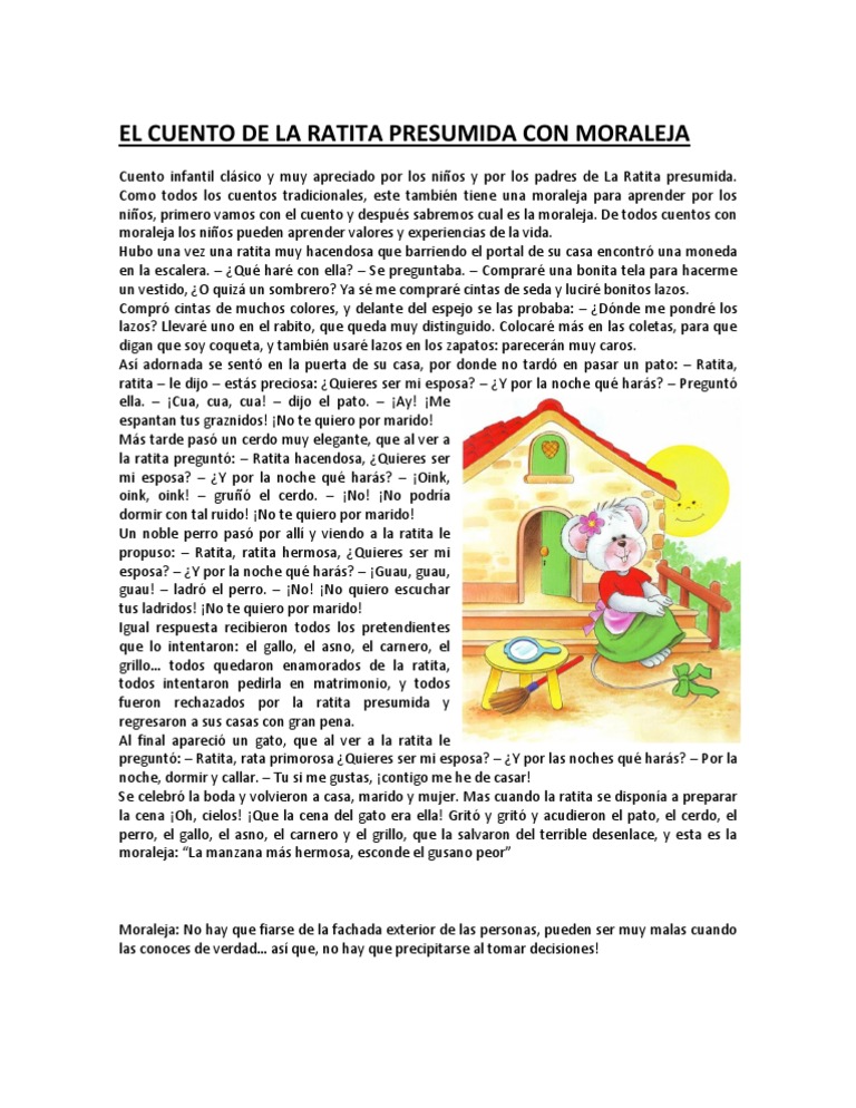 El Cuento de La Ratita Presumida Con Moraleja | PDF