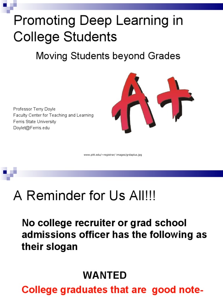 Promoting Deep Learning in College Students | PDF | Service Learning ...