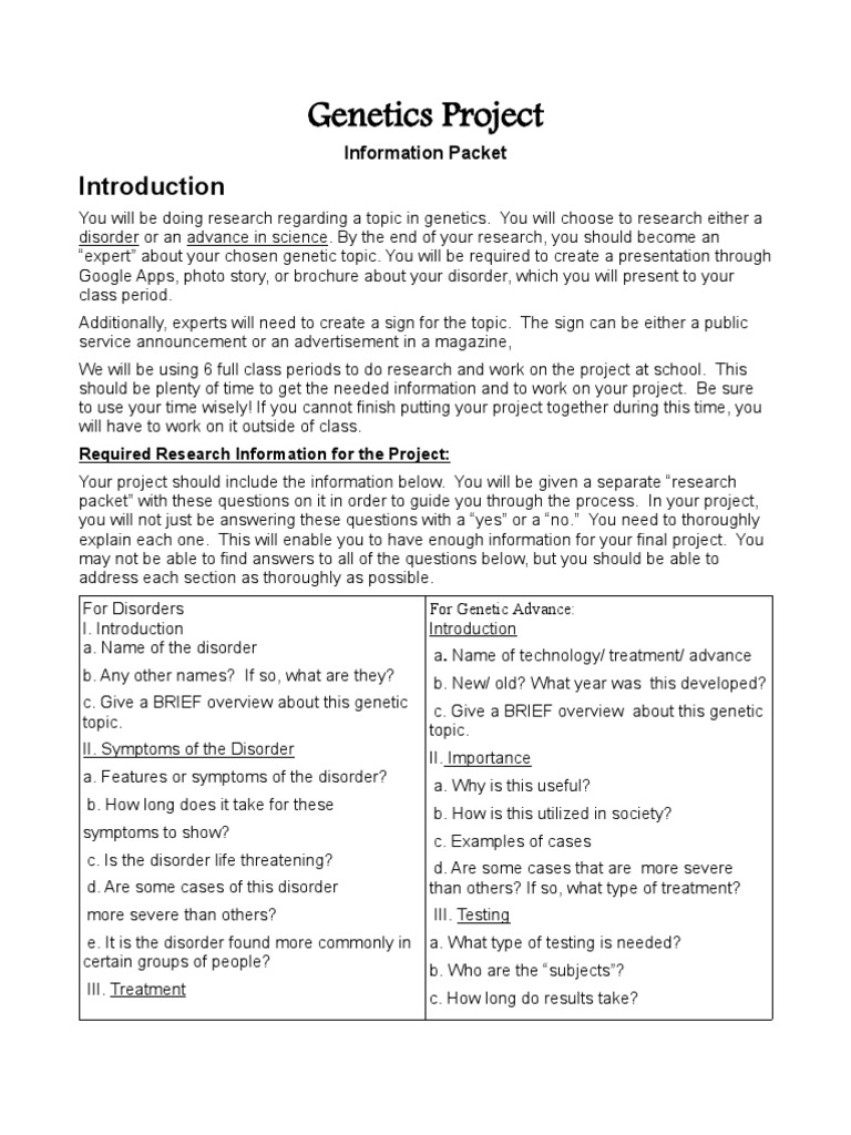 Genetic Disorder Research Project Guide | PDF | Wikipedia | Cognition