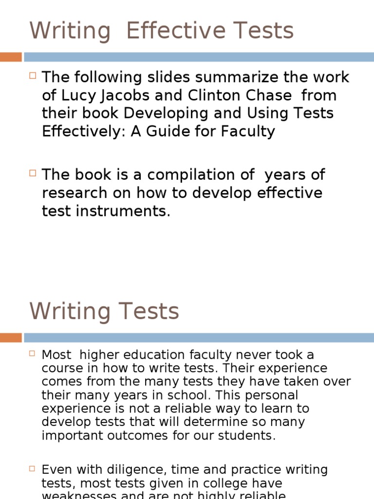 Writing Effective Tests | PDF | Multiple Choice | Test (Assessment)