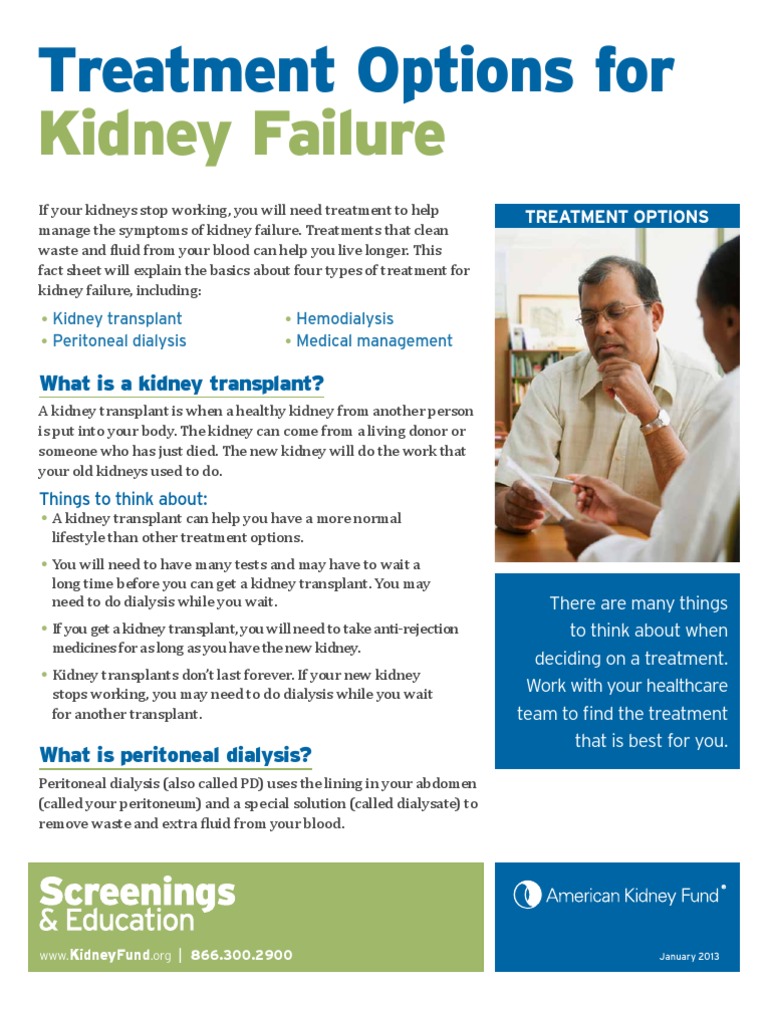 Treatment Options For Kidney Failure | PDF | Dialysis | Chronic Kidney ...