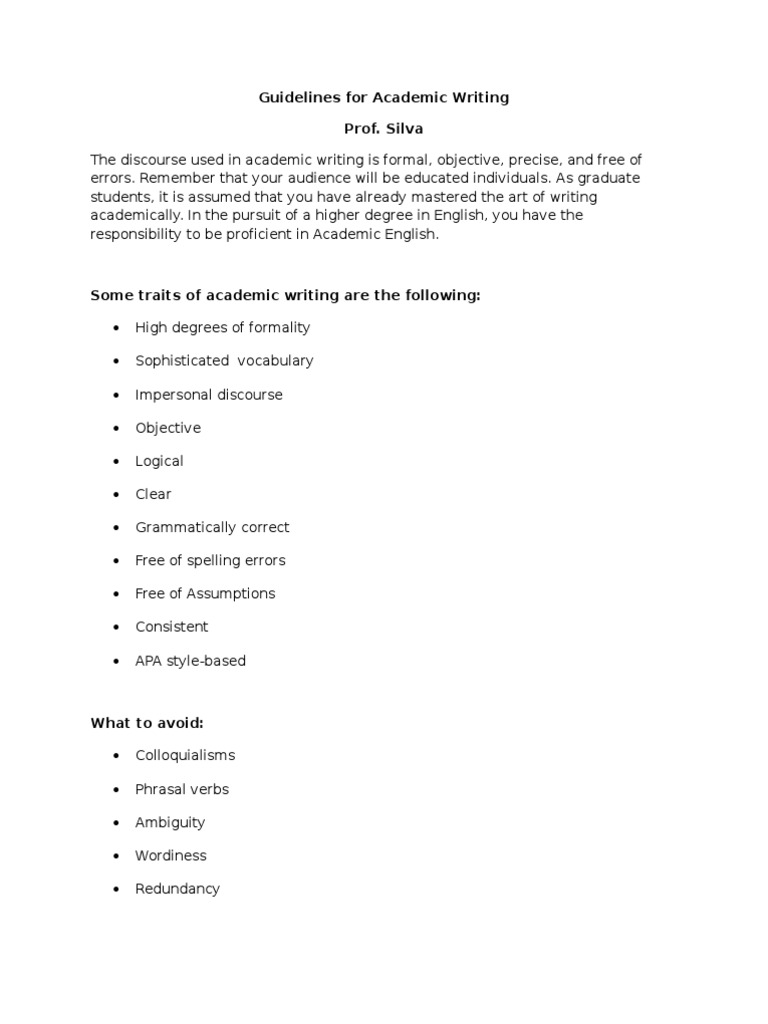 Guidelines For Academic Writing | PDF