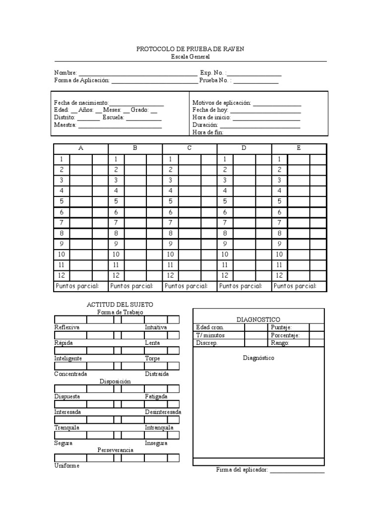 Protocolo de Prueba de Raven | PDF