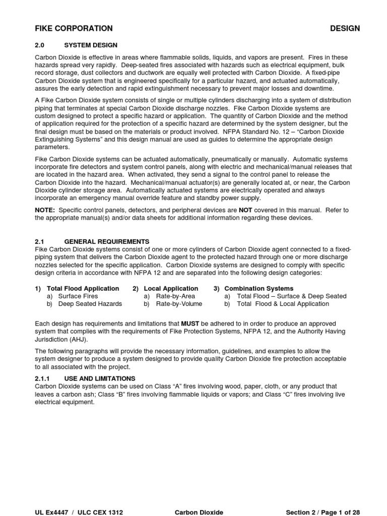 Carbon Dioxide Fire Fighting System Design | PDF | Ventilation ...