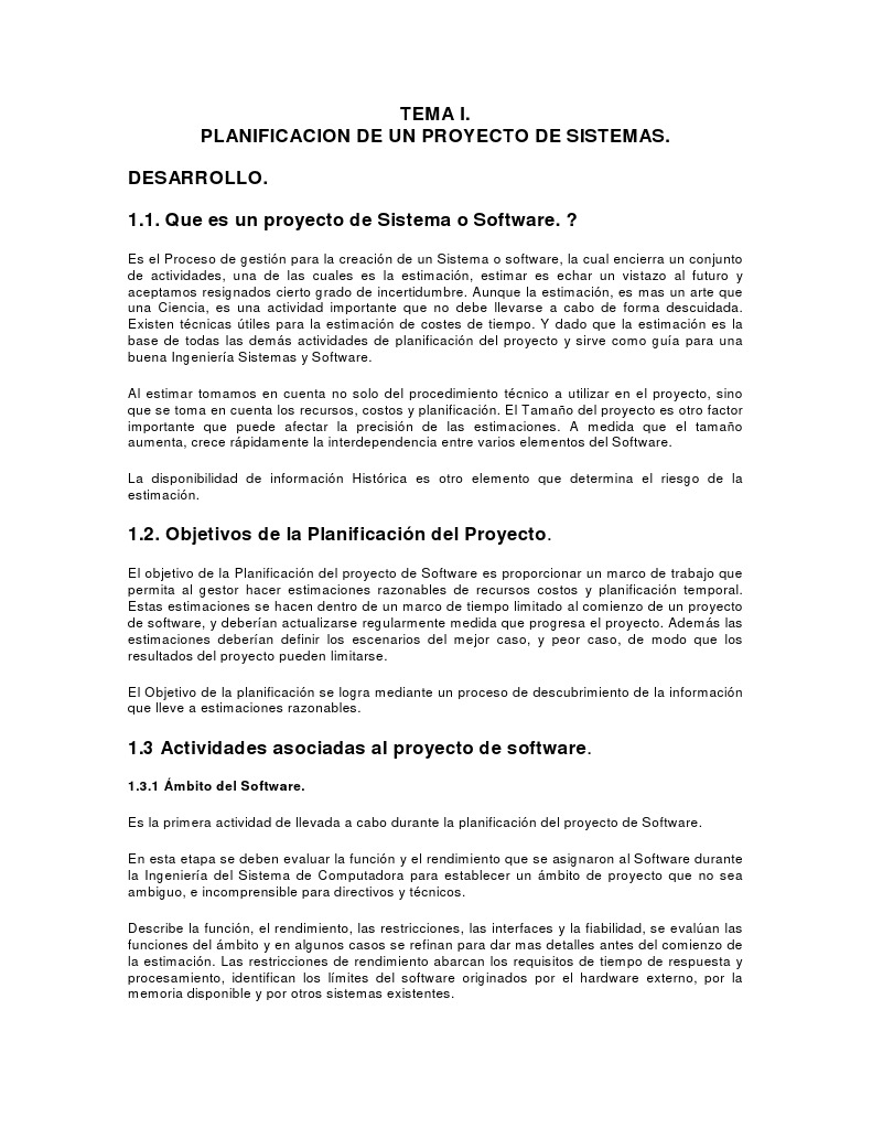 Planificación De Proyectos De Software Pdf Ingeniería De Software