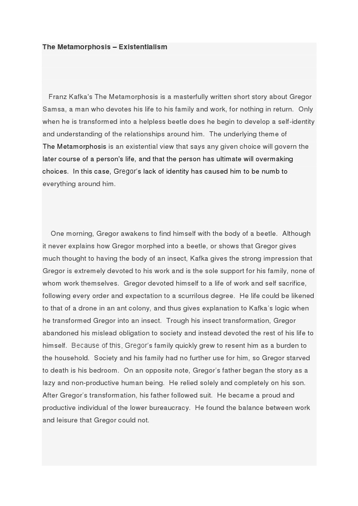 The Metamorphosis Existentialism | PDF | The Metamorphosis ...