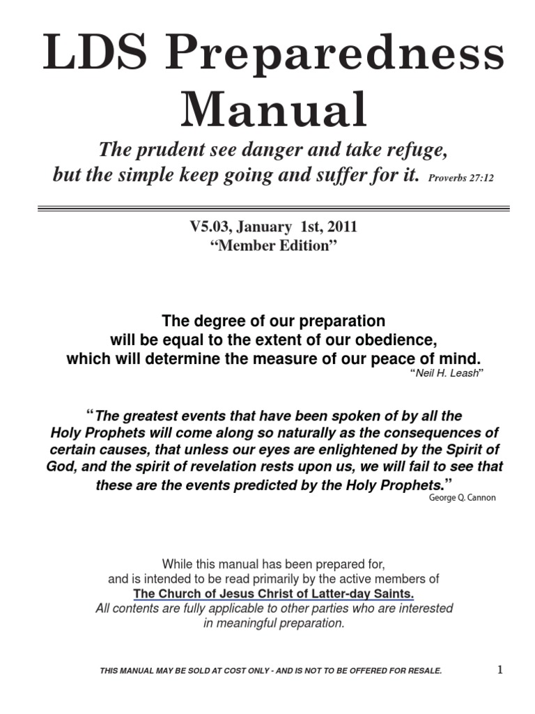 LDS Preparedness Manual | PDF | The Church Of Jesus Christ Of Latter ...