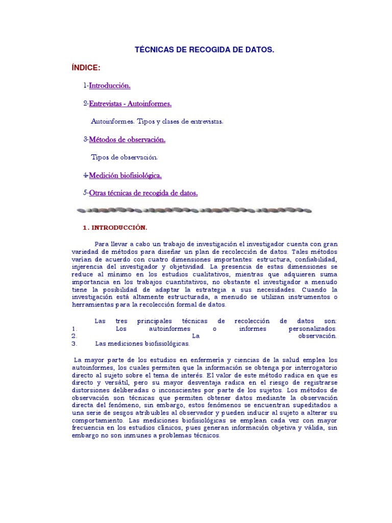 Técnicas de Recogida de Datos | PDF | Cuestionario | Observación