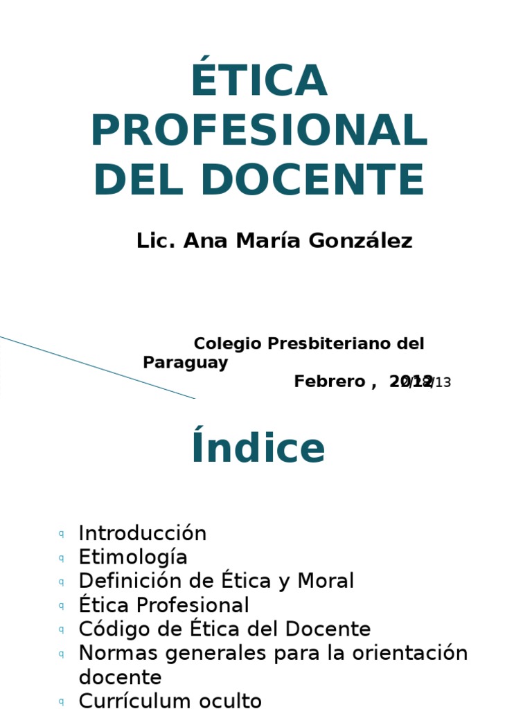 Etica Profesional Del Docente | PDF | Ética profesional | Moralidad