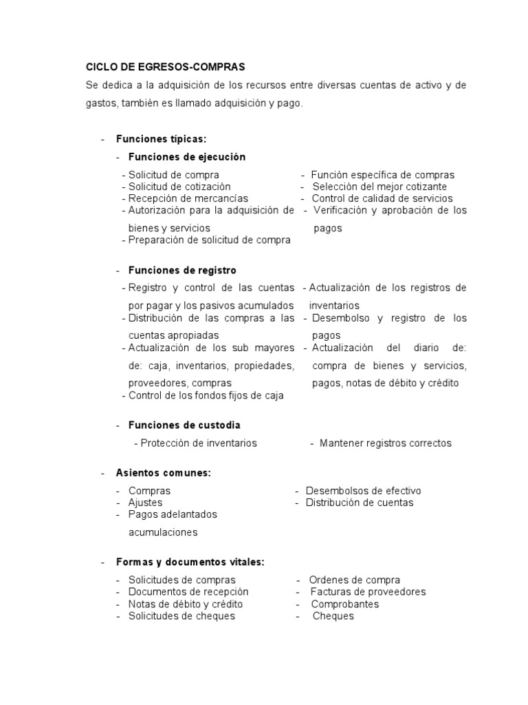 Ciclo de Egresos-Compras | PDF | Tarjeta de débito | Cheque