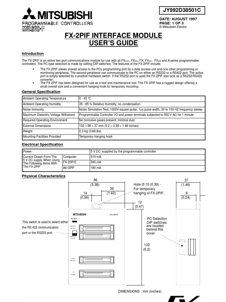 Fx-2Pif Interface Module User'S Guide: JY992D38501C | PDF | Personal ...