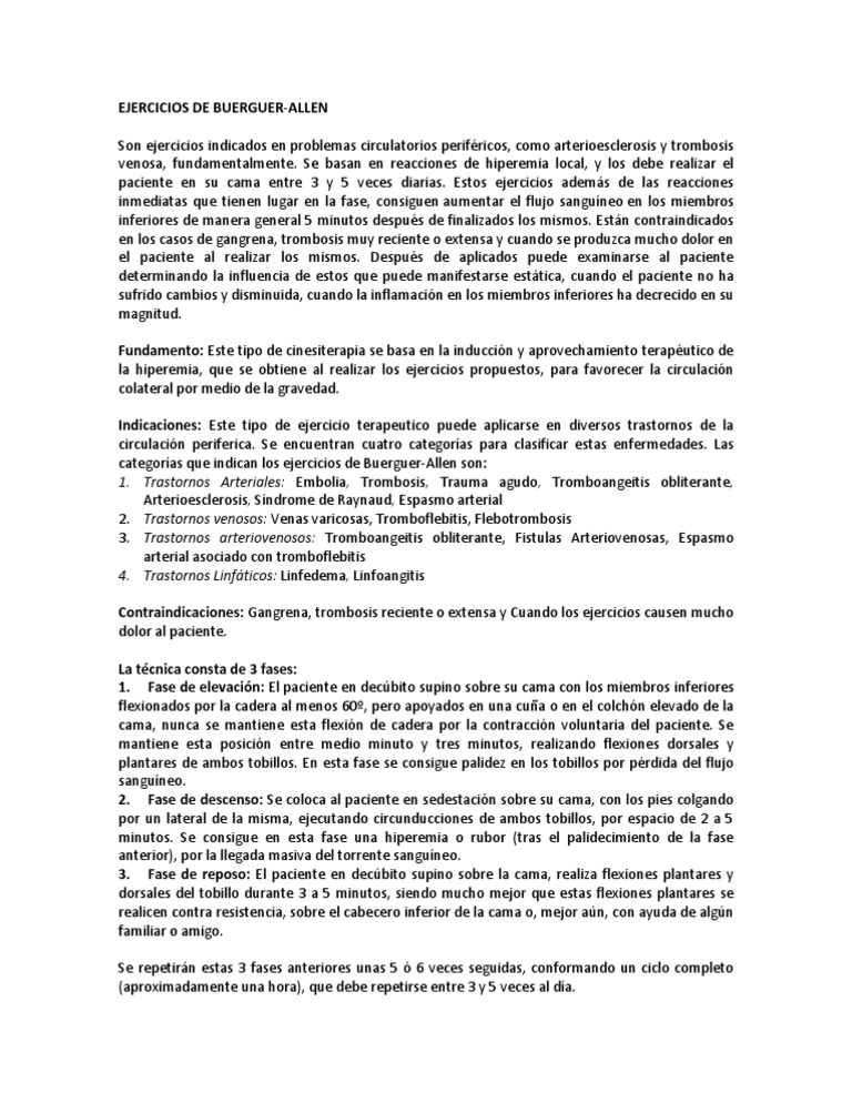 Ejercicios de Buerguer-Allen para problemas circulatorios | PDF ...
