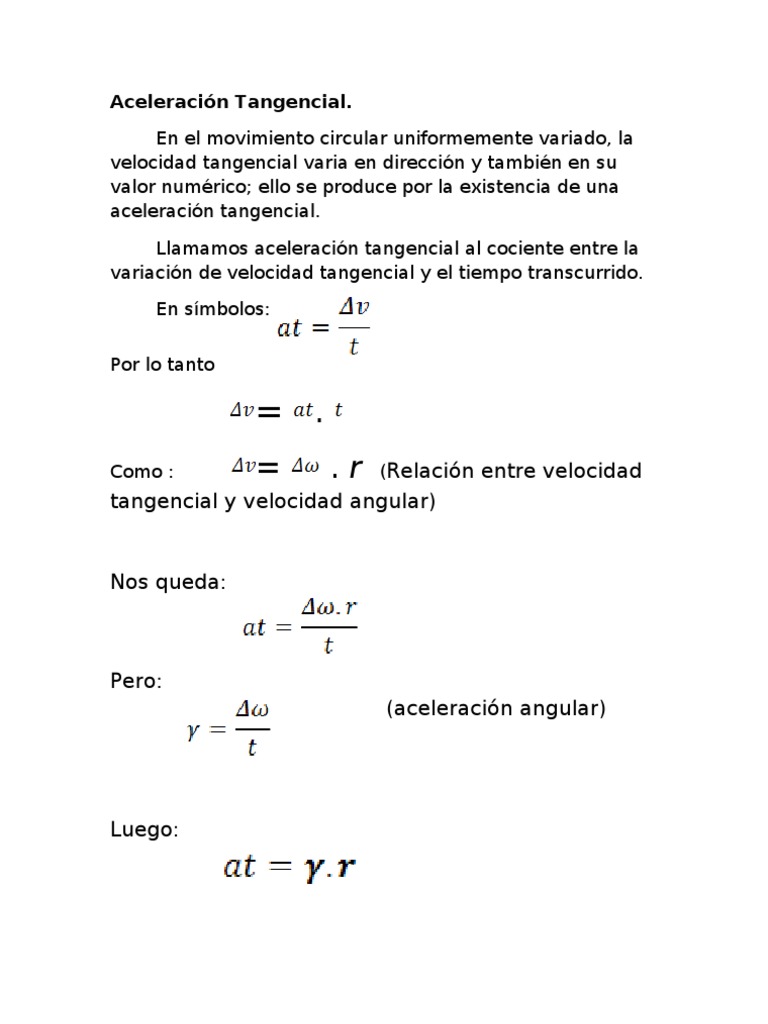 Fórmula De Aceleración Tangencial