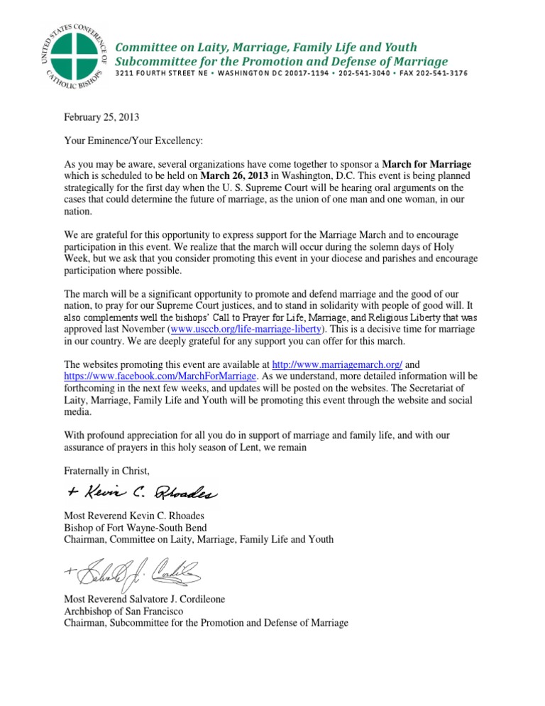 March 4 Marriage Letter To Bishops 2-25-13 | PDF