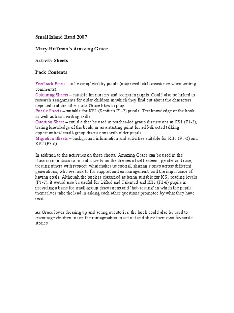 Amazing Grace Activity Pack for Kids | PDF | History Of Slavery ...