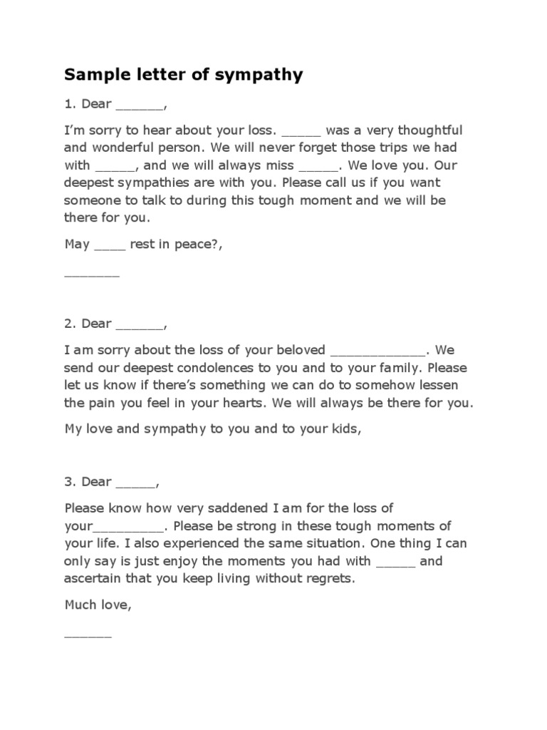 Sample Letter of Sympathy | PDF | Customer