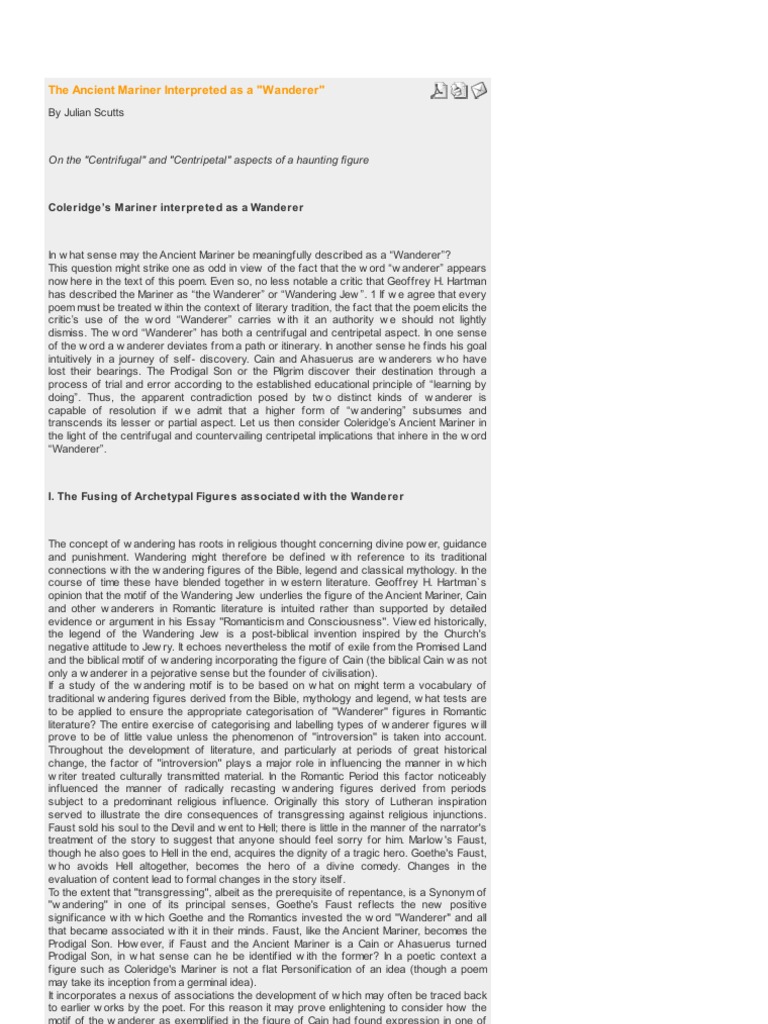 The Ancient Mariner, The Wandering Jew and Anti-Selfconsciousness | PDF ...