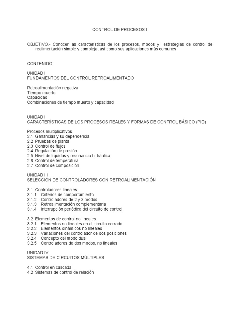 Control de Procesos y Retroalimentación | PDF